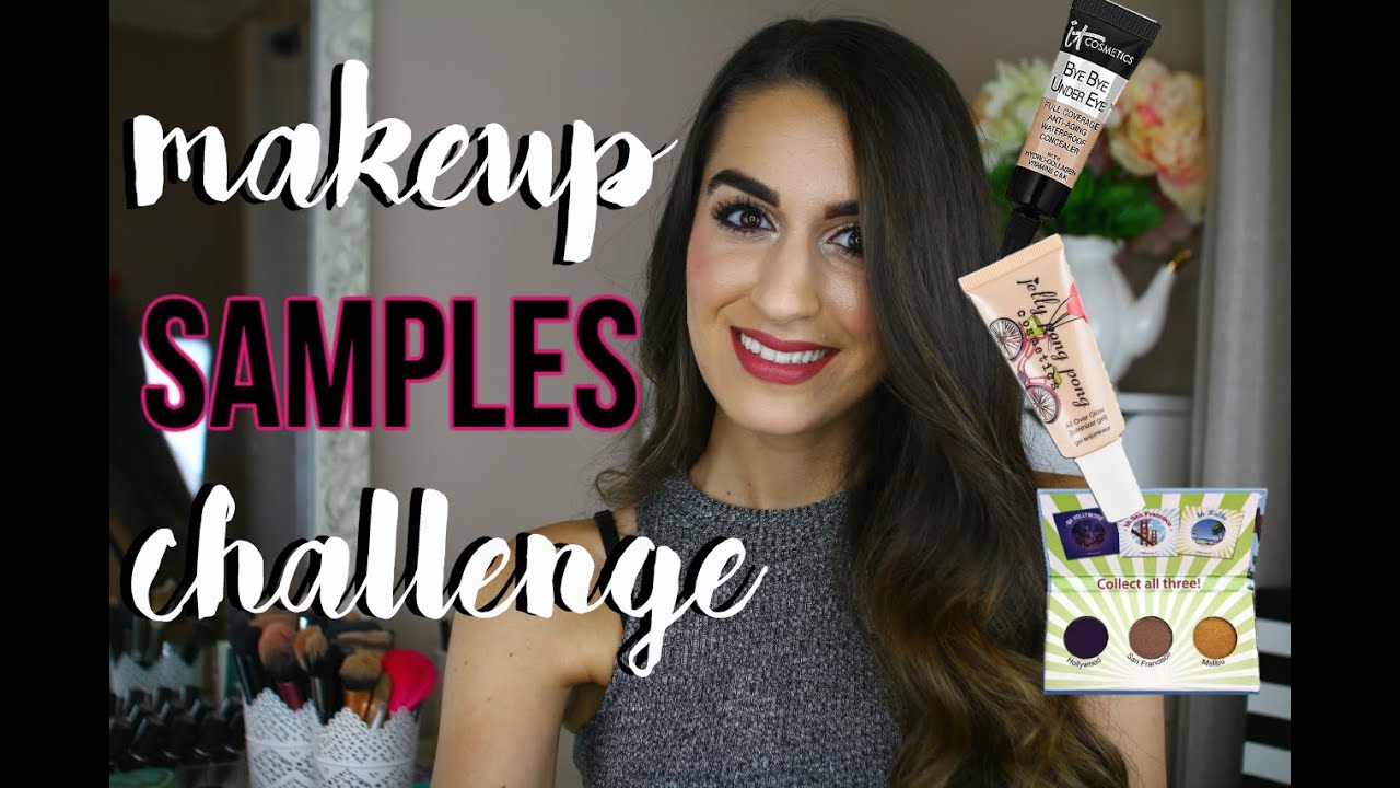 FULL FACE OF MAKEUP SAMPLES CHALLENGE! - YouTube