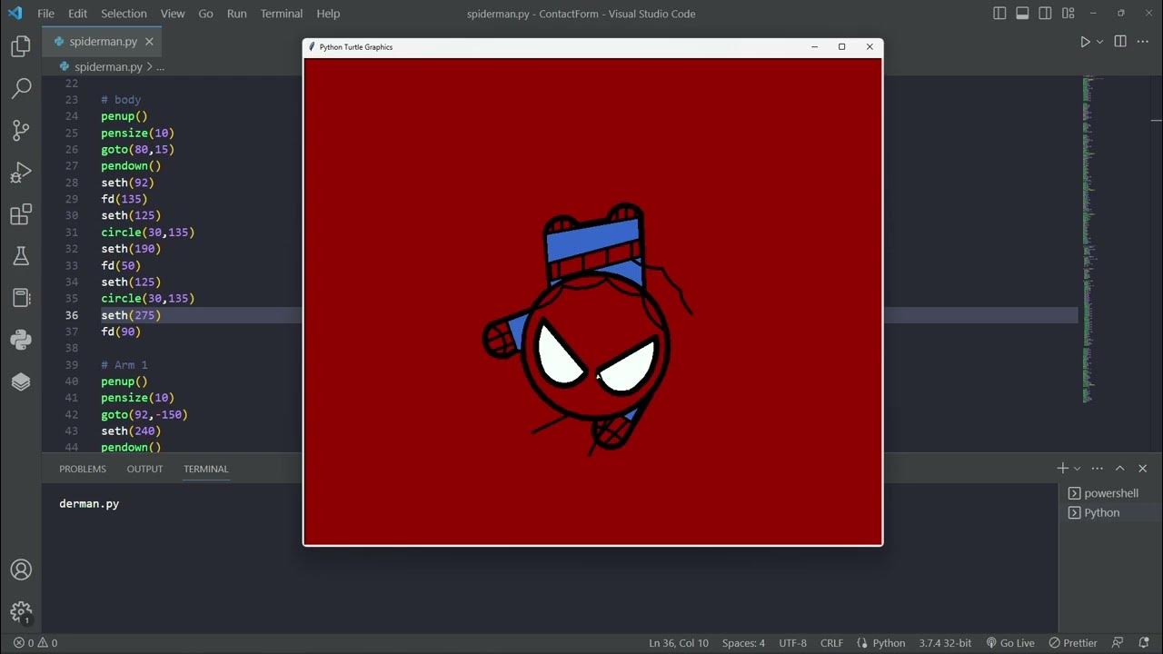 Drawing Spiderman In Python Turtle Shorts Youtube