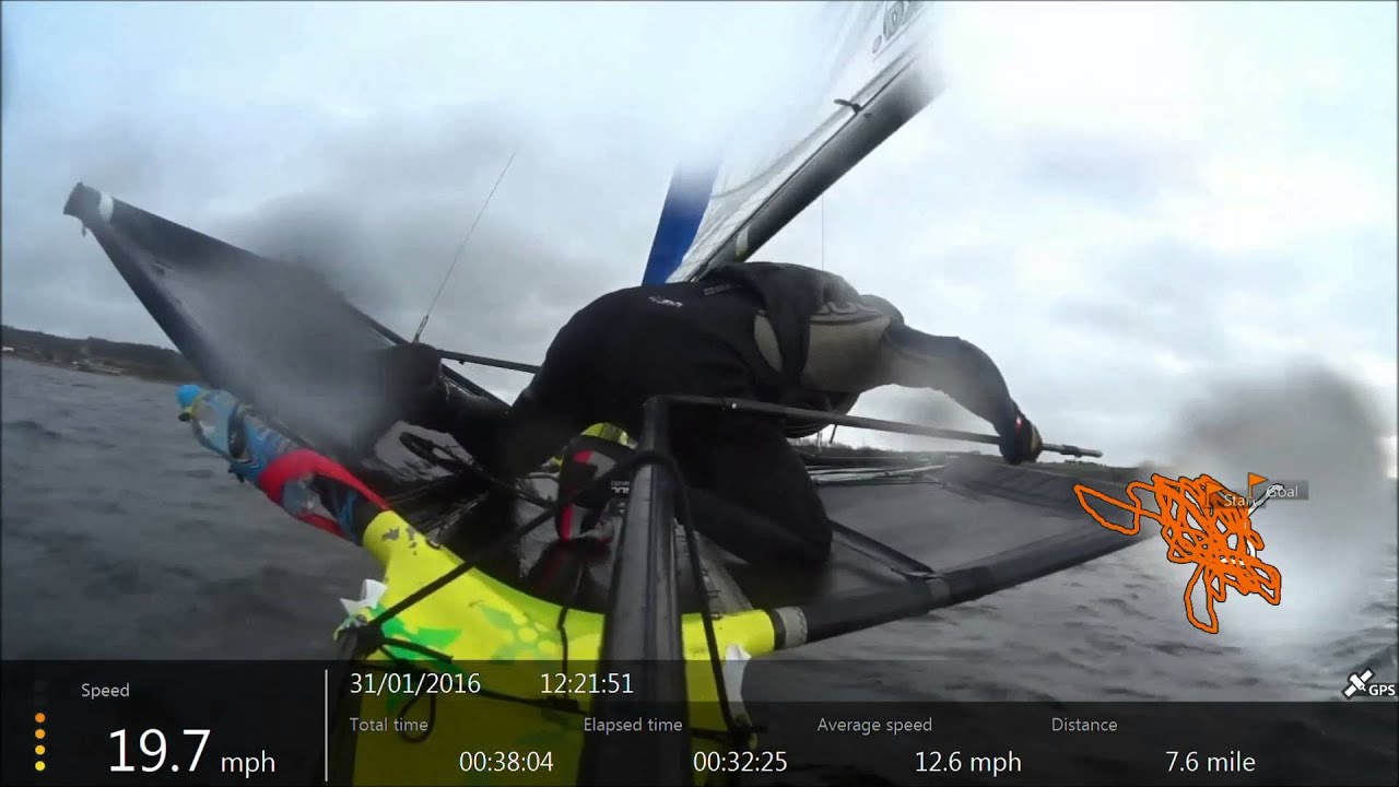 Moth foiling practise in windy conditions - YouTube