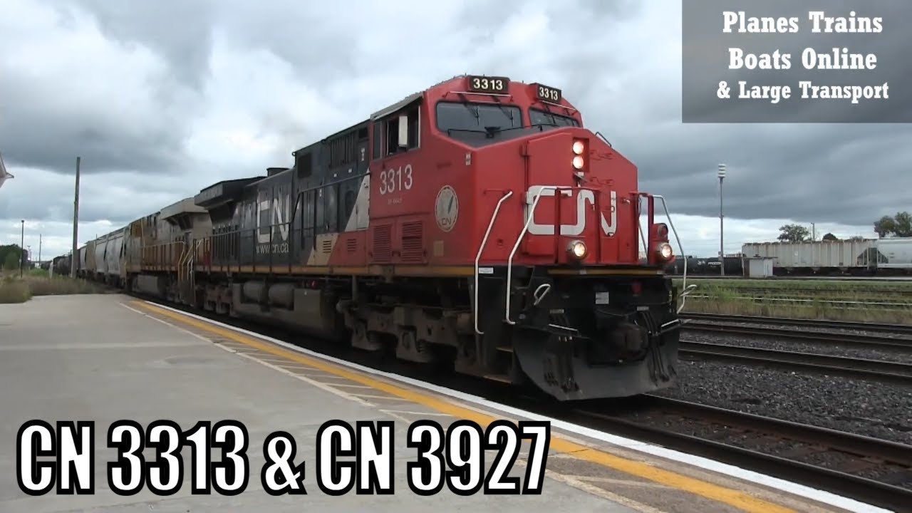 CN M397 Manifest Train CN 3313 & CN 3927 Locomotives Sarnia Ontario - YouTube
