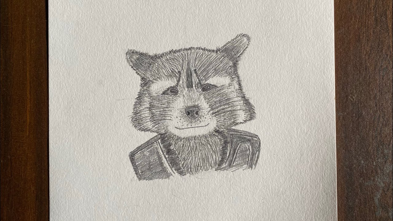 Drawing ROCKET RACCOON form Guardians of the Galaxy - YouTube