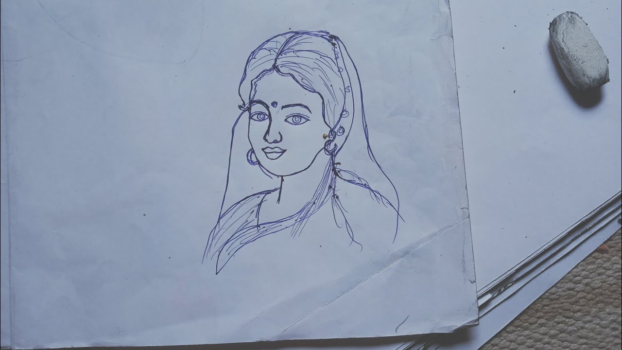 woman drawing easy step by step//girl drawing//art tutorial - YouTube