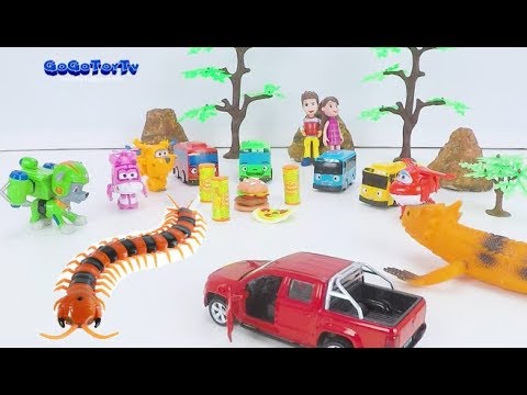 Go Go Super Wings Tayo the Little Bus Attack by Monster Bugs Giant ...