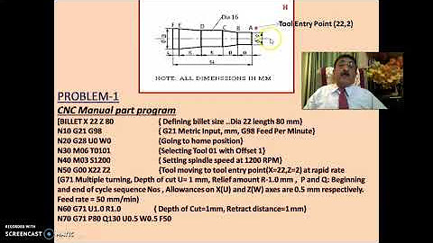 Manual Part Programming - CNC Lathe-Problem -1-Session-1 - YouTube