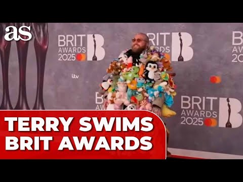 TERRY SWIMS’ wild RED CARPET LOOK turns heads at the BRIT AWARDS - YouTube