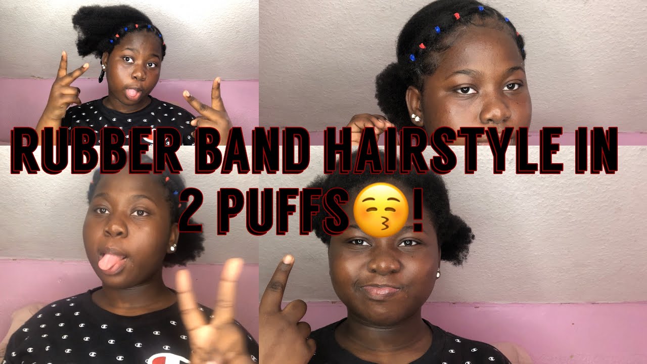 Rubber band in two low puffs hairstyle😛! - YouTube