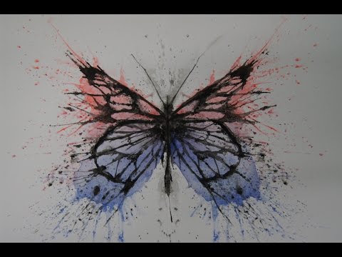 Butterfly splatter art -Speed drawing- - YouTube