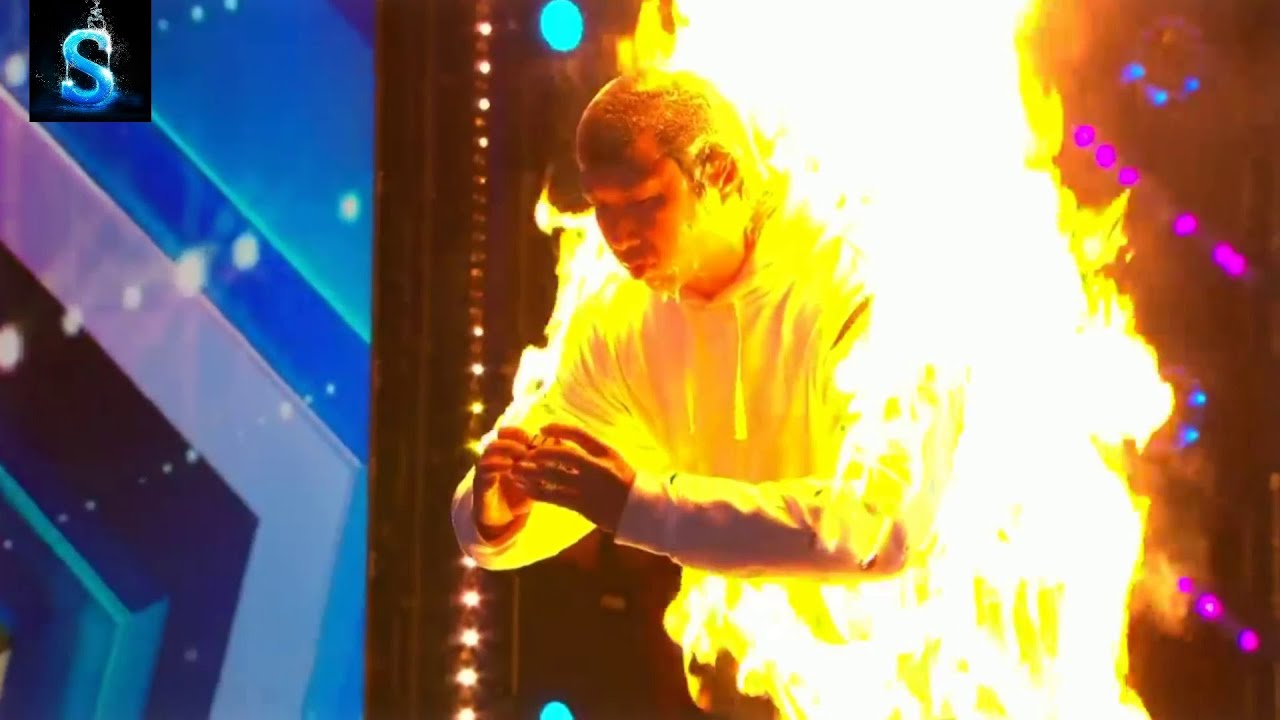 set yourself on fire to collect the cube Thomas Vu BGT 2023 - YouTube