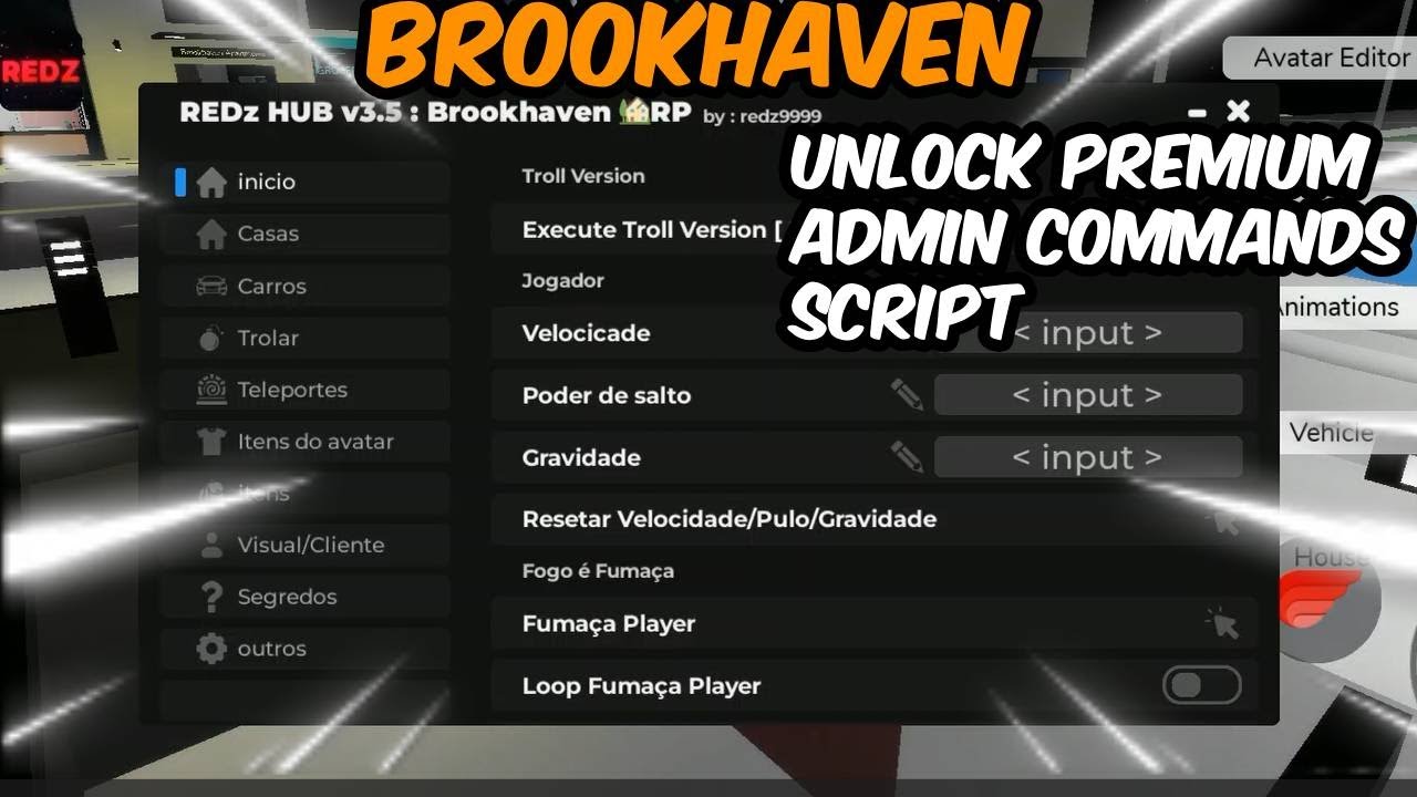 Brookhaven Script Admin Commands Unlock Gamepasses | Fluxus, Hydrogen ...