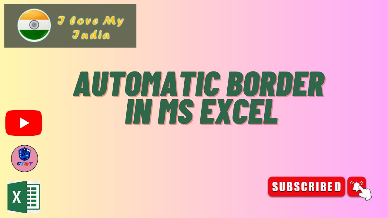 How To Add Automatic Border In Ms Excel Youtube 1089
