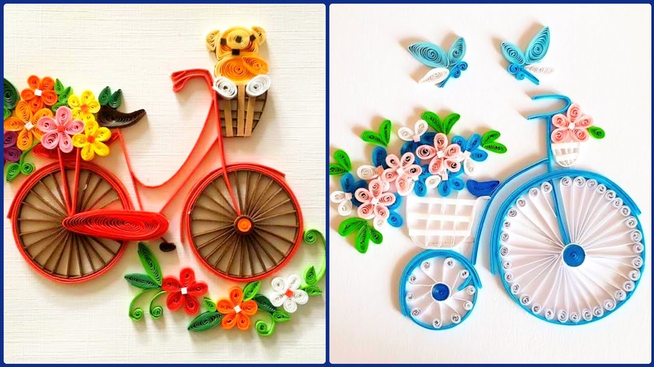 Different quilling Bicycle Decortion ideas/Beautiful Quilling Carft ...