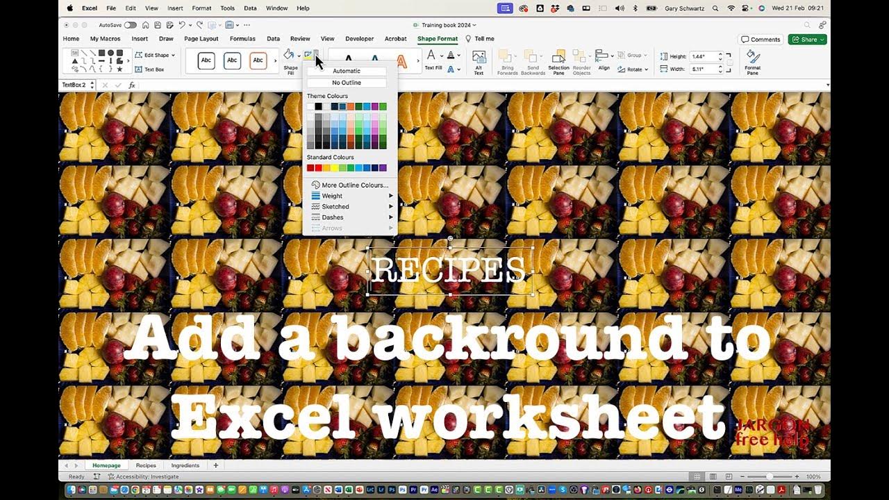Add a Background to an Excel Sheet - YouTube