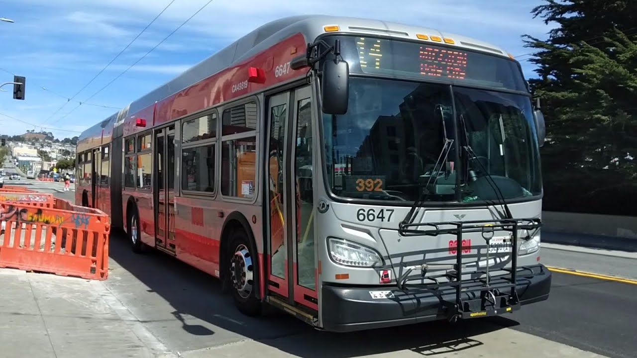 SF Muni 2017 New Flyer XDE60 #6647 on Route 14 Mission - YouTube