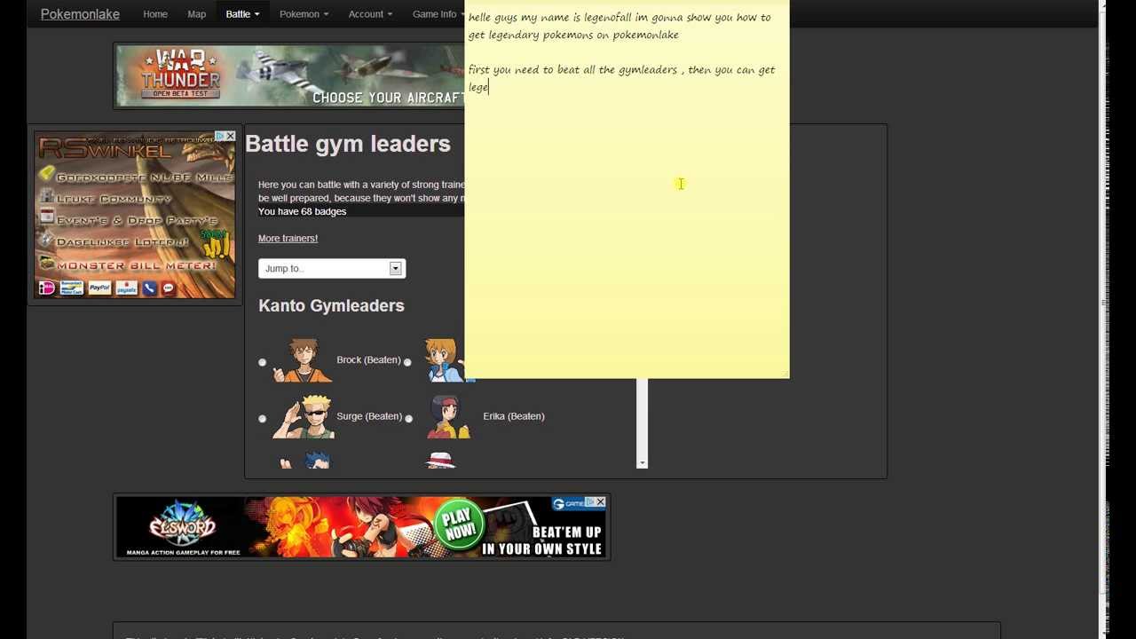 How to get legendary pokemons on pokemonlake - YouTube