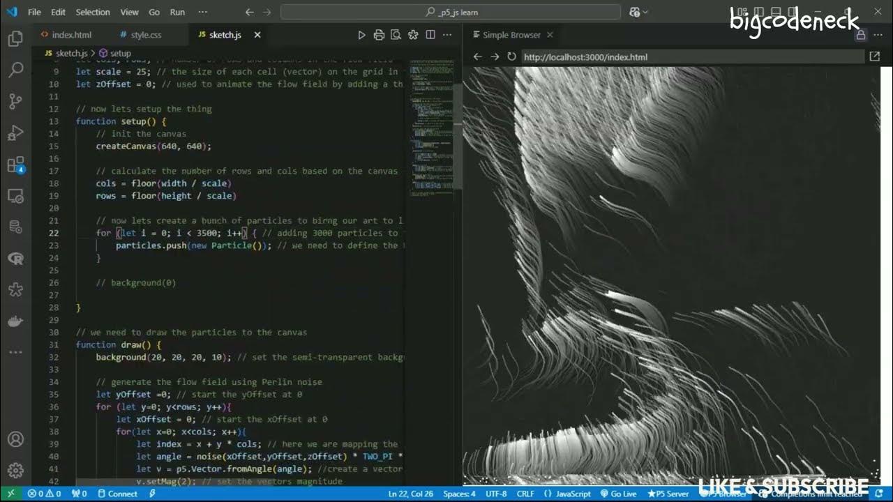 Mesmerizing Particle Flow Field in p5.js | Procedural Art Tutorial - YouTube