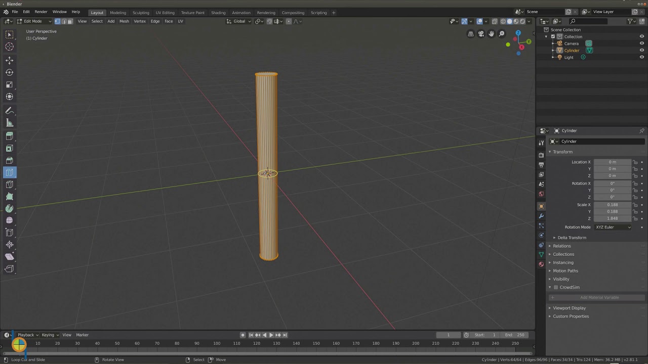A palm tree trunk in Blender 2.8 - YouTube