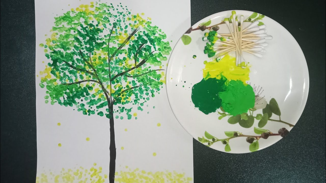 5 min craft||Easy tree drawing || Painting tree by simple tricks||how ...