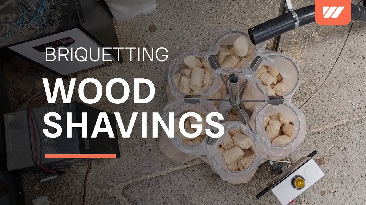Wood shavings briquetting with a WEIMA TH 820 briquette press and ...