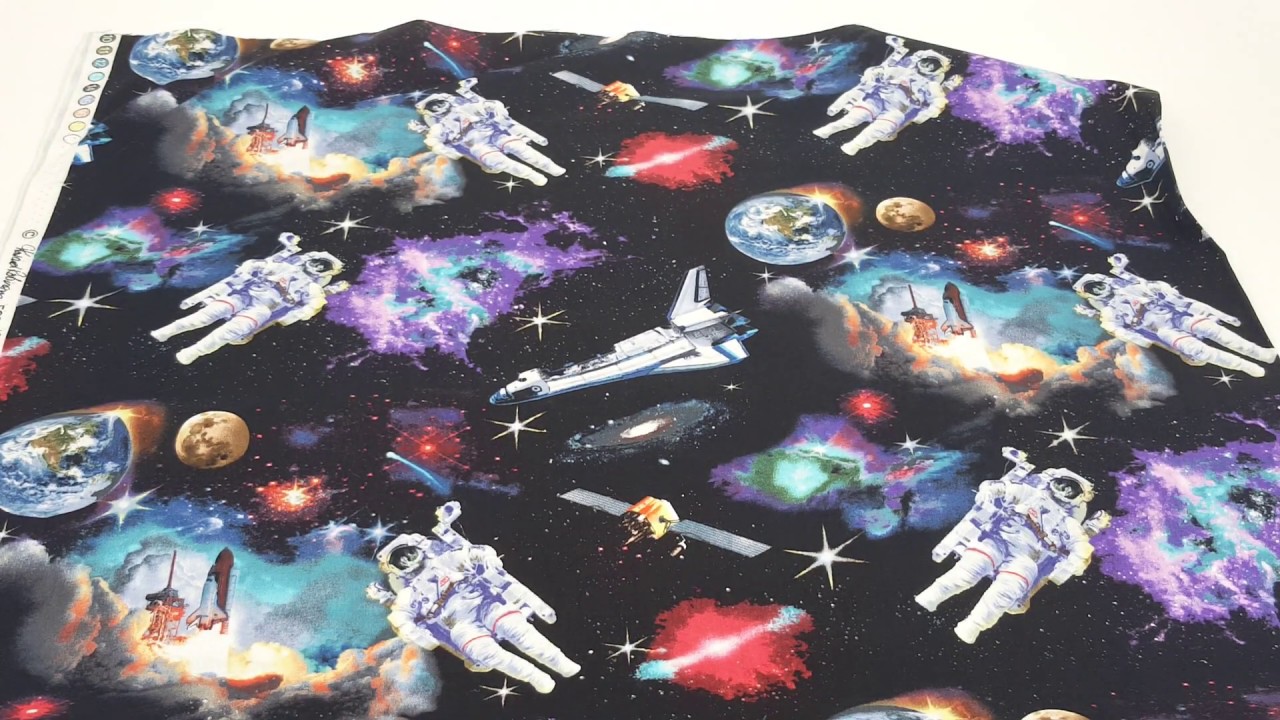 black space astronaut fabric for boys In Space Elizabeth's Studio - YouTube