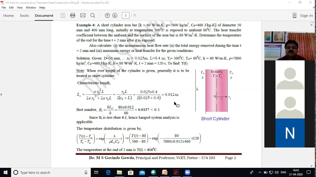 Transient Heat conduction- Numerical on Lumped System Analysis-2 by Dr ...