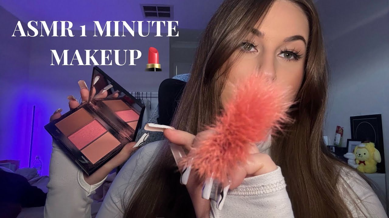 ASMR 1 minute clean girl makeup ₊˚⊹౨ৎ ₊˚⊹ (fast + aggressive) 🤍 - YouTube