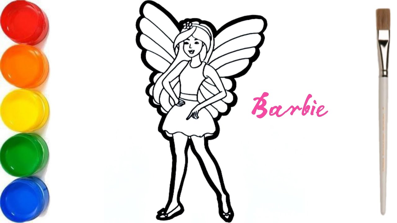 beautiful Barbie drawing, painting and coloring for kids | let's learn ...