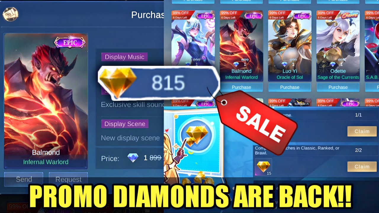 GET FREE 850 PROMO DIAMOND | MOBILE LEGENDS FREE EPIC SKIN PROMO - YouTube