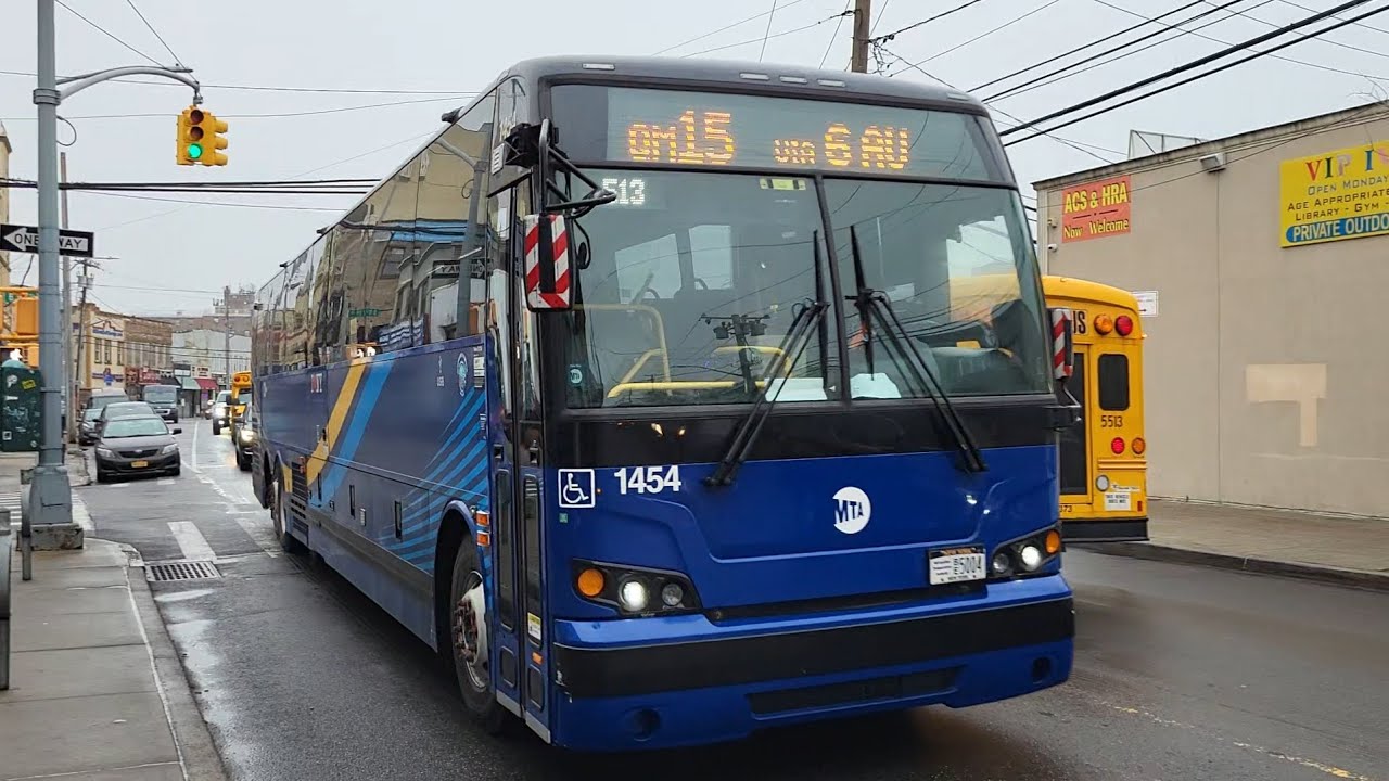 MTA Bus: 2021 Prevost X3-45 1454 On The QM15 @ Rockaway Beach Blvd ...