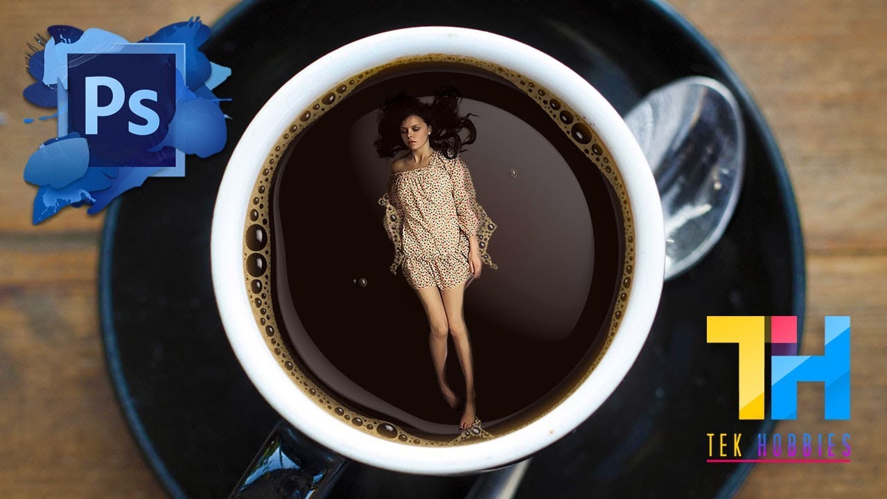 Floating Girl in a Coffee Cup - Photo Manipulation - Speed Art ...