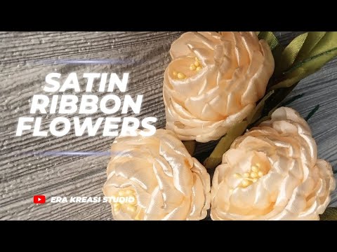 tutorial mudah membuat bunga dari pita satin || satin ribbon flowers ...