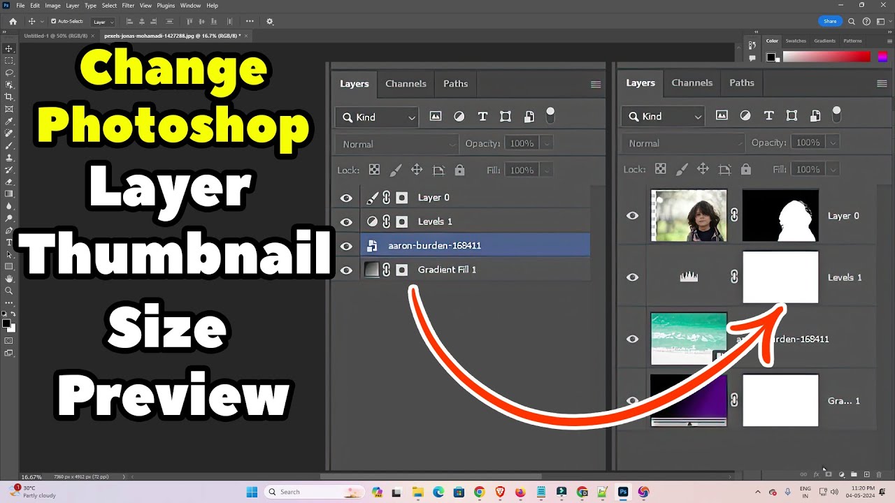 How to Change Photoshop Layer Thumbnail Size Preview - Panel Options ...