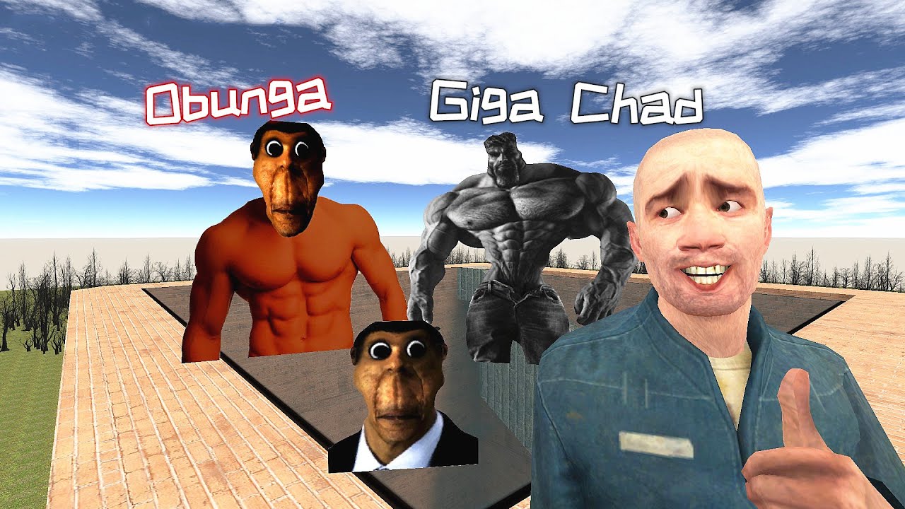Nextbots Obunga and GigaChad Chasing Me in the maze-(Garry's Mod ...