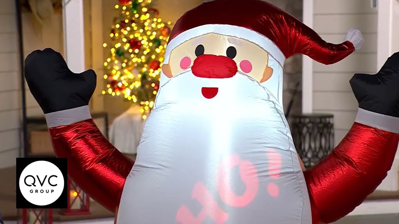 Kringle Express 6ft Inflatable Santa with Light Up Phrases | QVC - YouTube