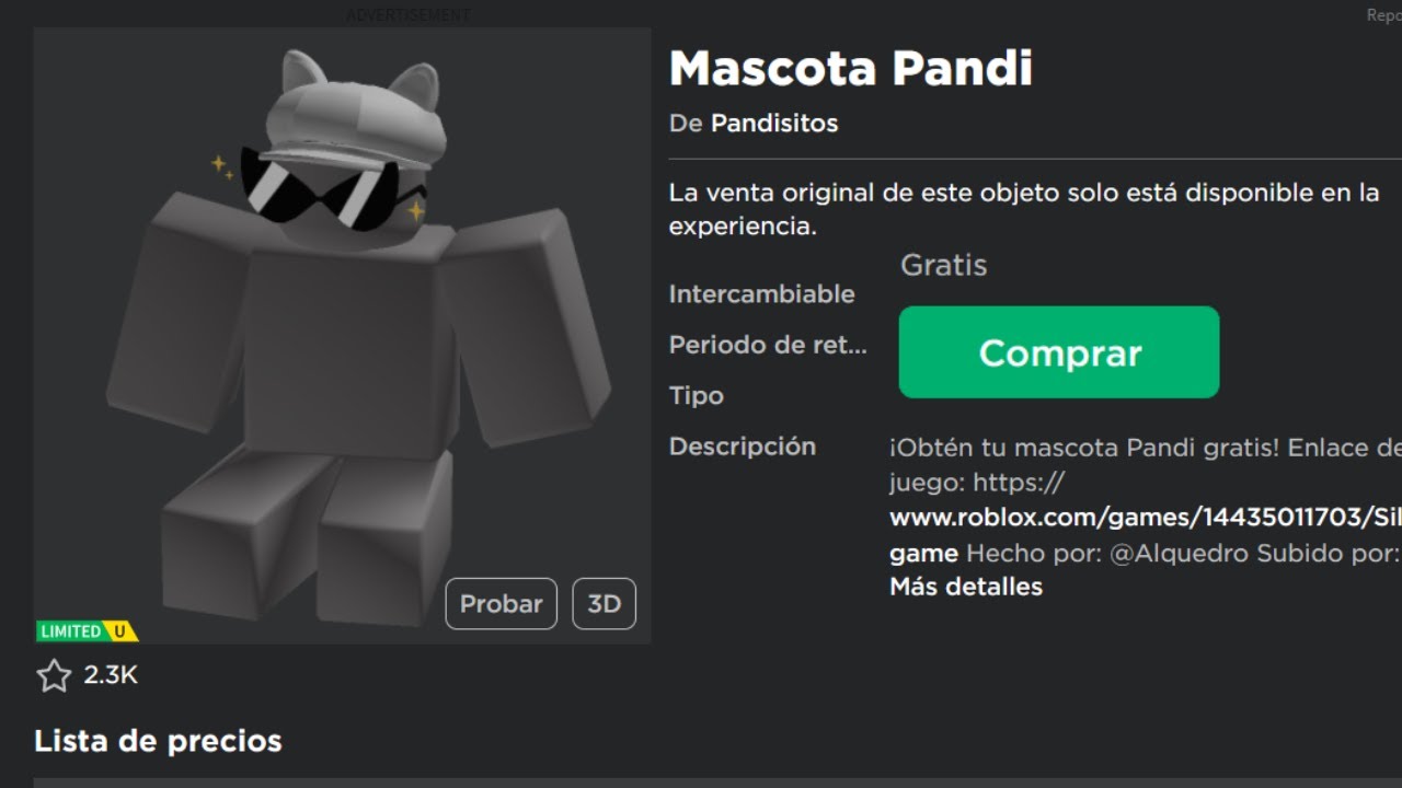 COMO CONSEGUIR Mascota Pandi COMPLETAMENTE GRATIS EN ROBLOX - YouTube