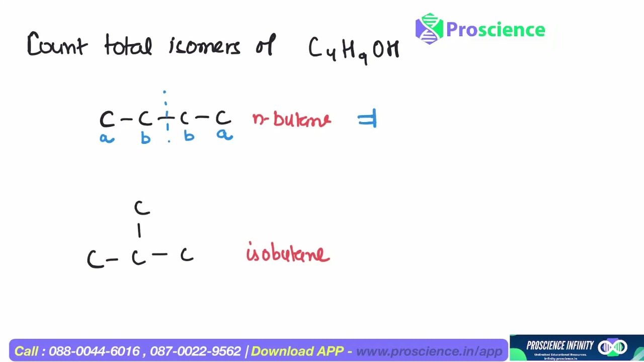 count total isomers of C4 H9 OH - CLASS 12 - YouTube