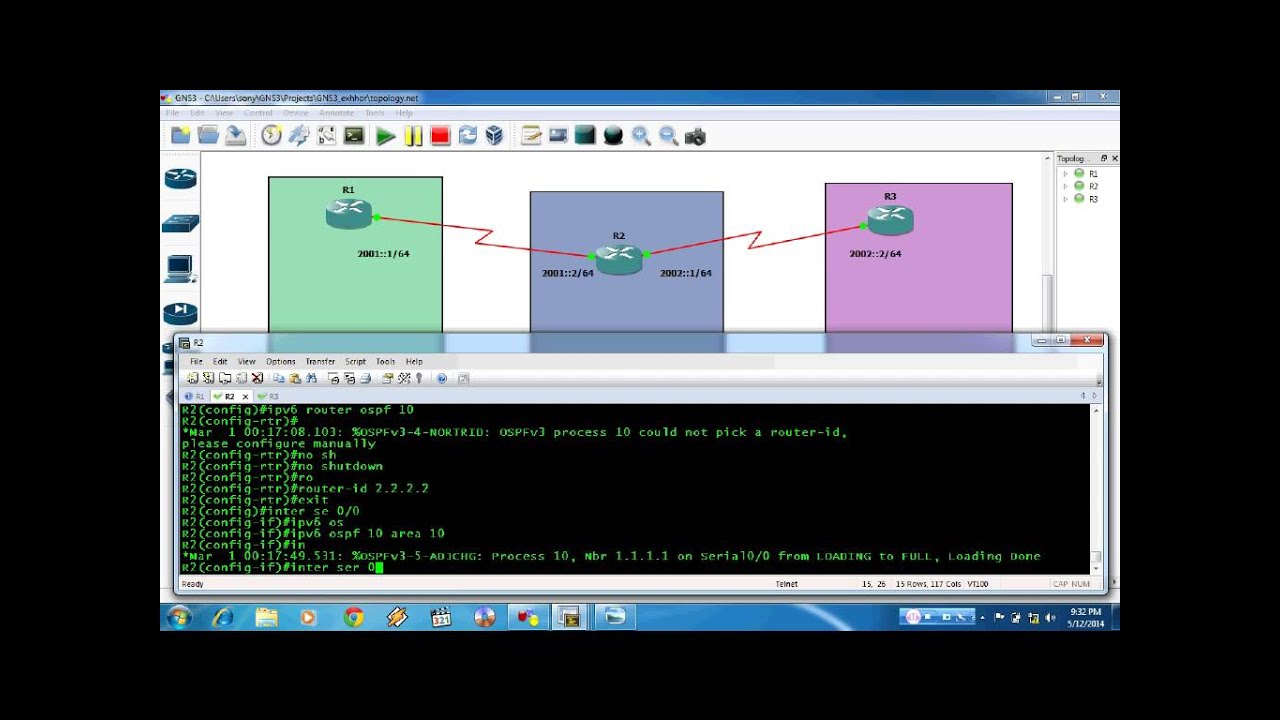 OSPF v3 configuration on IPv6 - YouTube