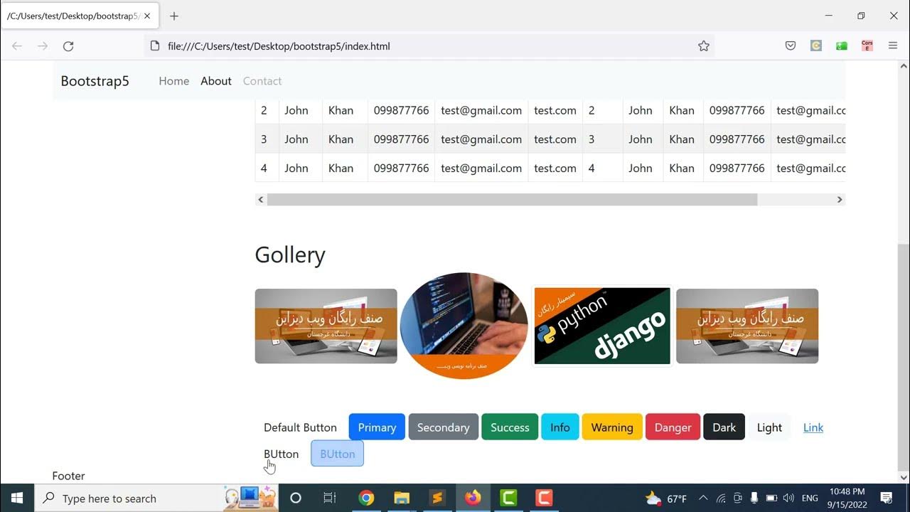 16. bootstrap 5 - layout designing - button outline style - YouTube