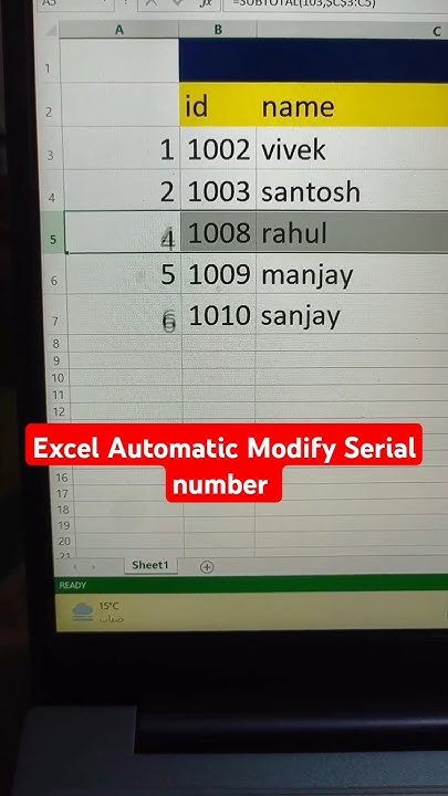 Excel Automatic Modify Serial number😯😯 #tricks #youtubeshorts #shortvideo #viralreels #computer ...