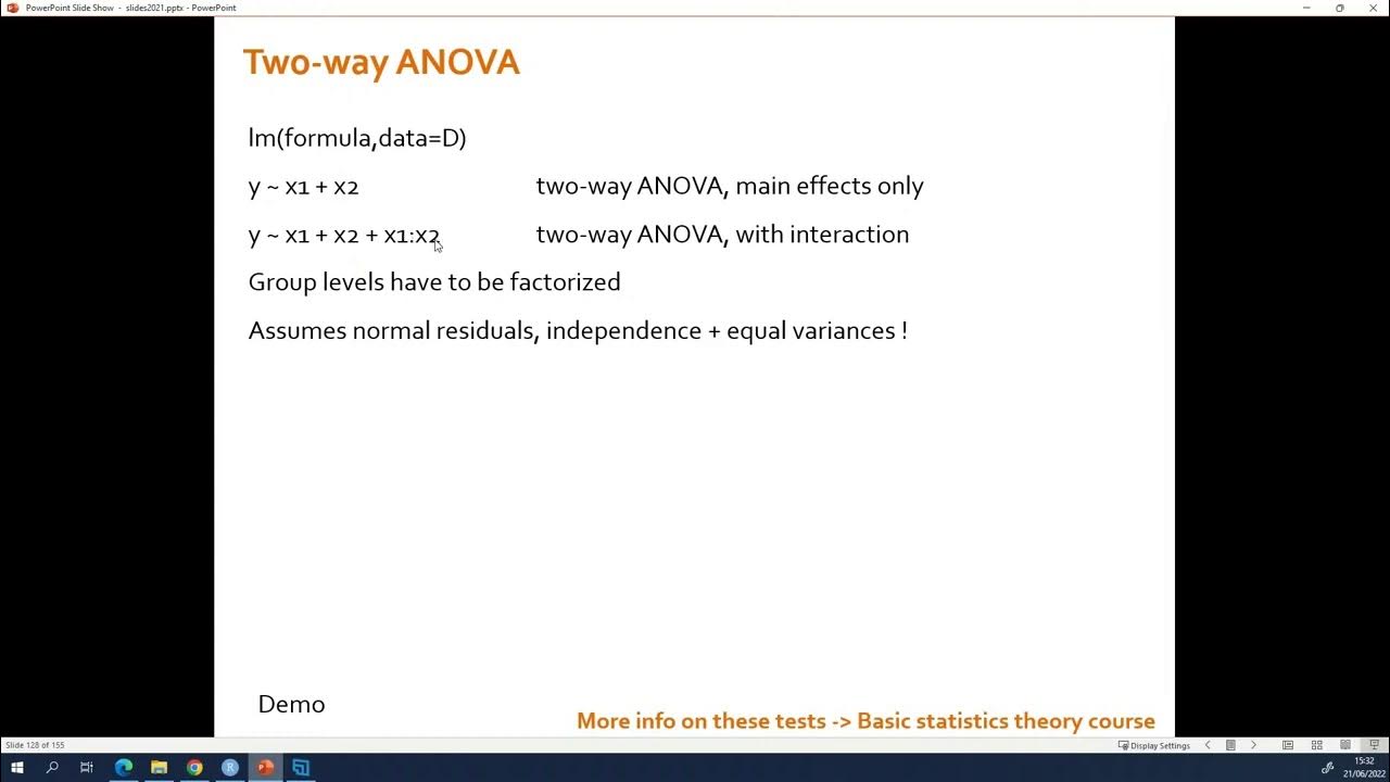 R introduction: two way ANOVA by VIB Bioinformatics Core - YouTube