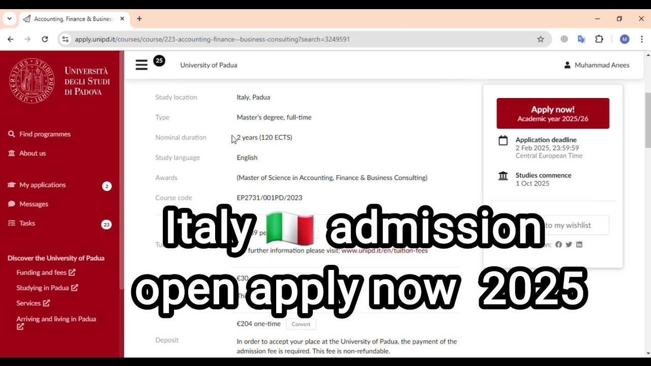 Italy admission open 2025 | Italy admission for international students ...