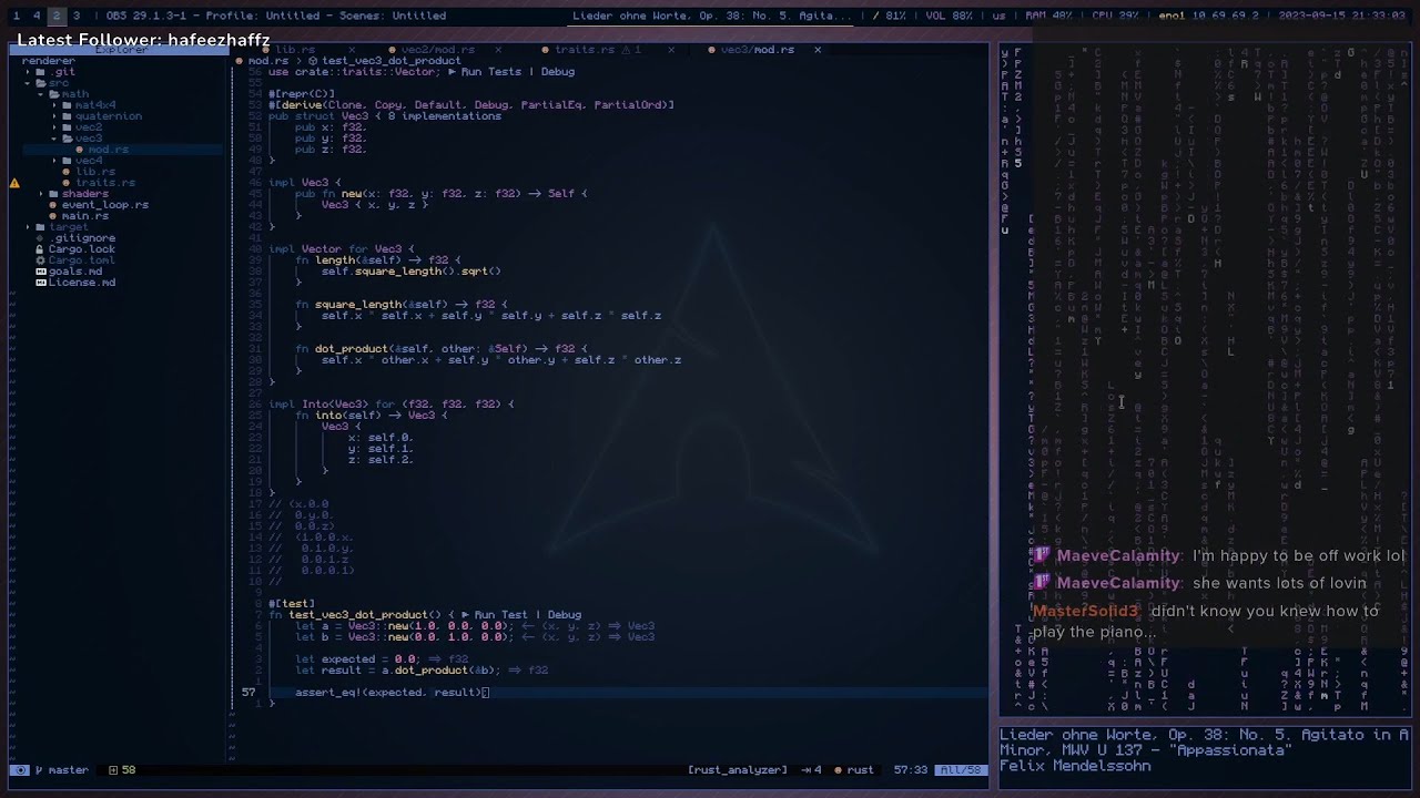 Working on an engine in Rust! | Math time! yay (day 3) (VOD) - YouTube