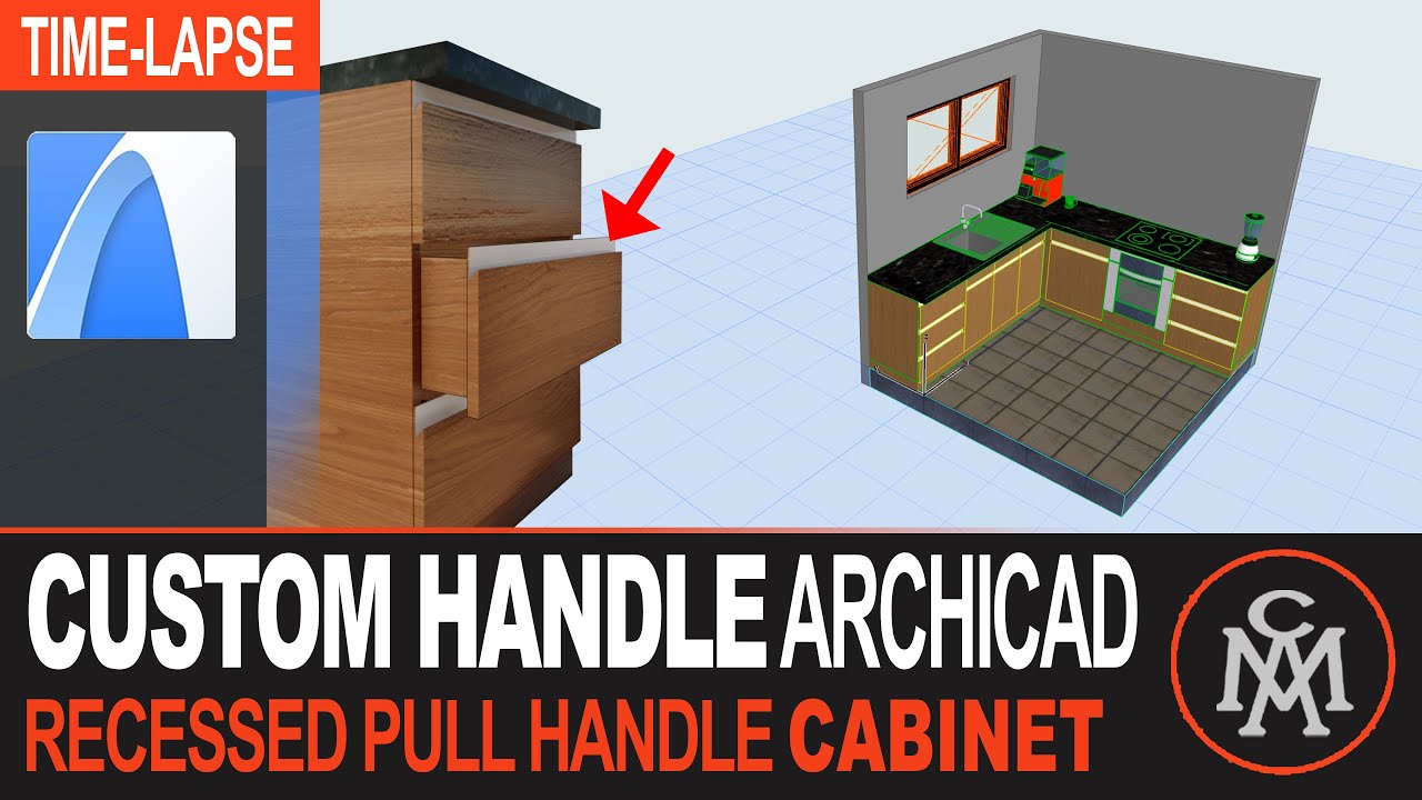 Custom Handle Cabinet in Archicad | Recessed Pull Handle for Cabinet ...
