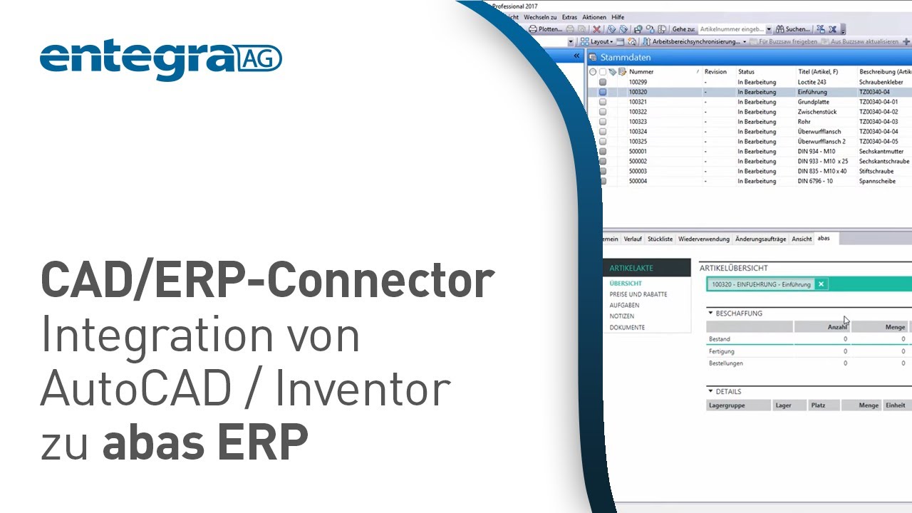CAD/ERP-Connector Integration von AutoCAD / Inventor zu abas ERP - YouTube