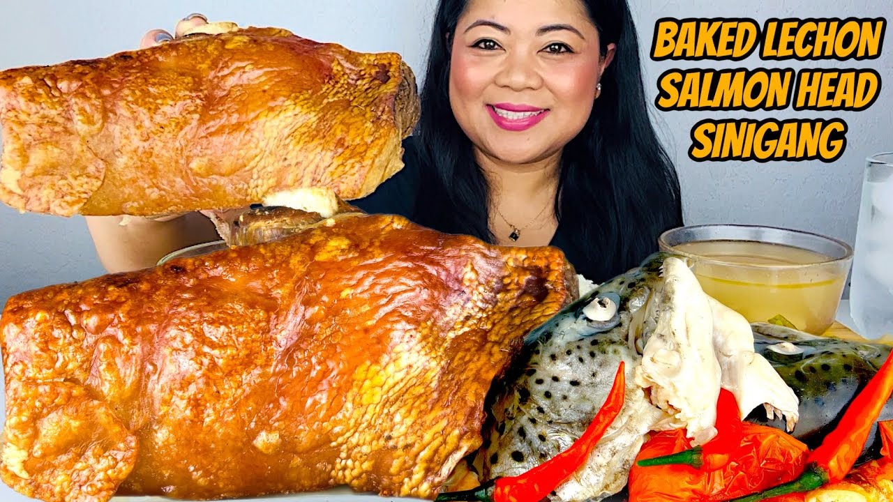 BAKED LECHON|SALMON FILIPINO FOOD|EATING SHOW |BABAWI PO AKO NEXT TIME ...