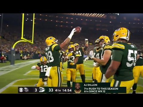 AJ Dillon Conducts the Packers Orchestra after Touchdown Run | Vikings vs Packers