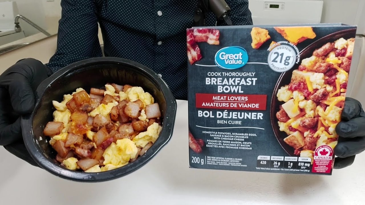 Walmart FROZEN Food Review - Great Value BREAKFAST Bowl (Meat Lovers ...