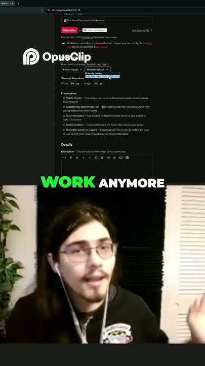 Itch.io Embed Options - How to Upload your Unity Game to Itch - YouTube