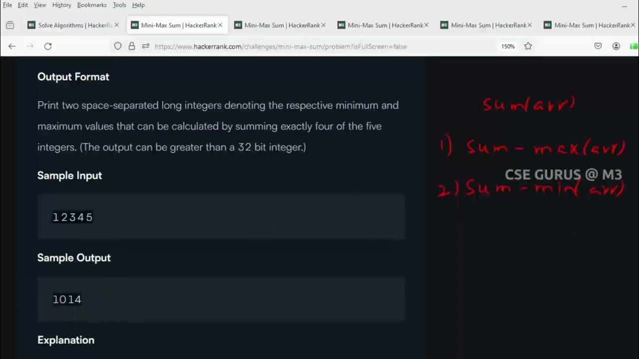 8.Mini-Max sum in python (Best method) - YouTube
