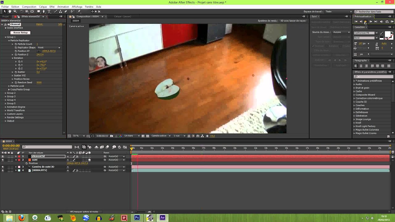 integration objet 3d sous after effect et element 3d tuto - YouTube