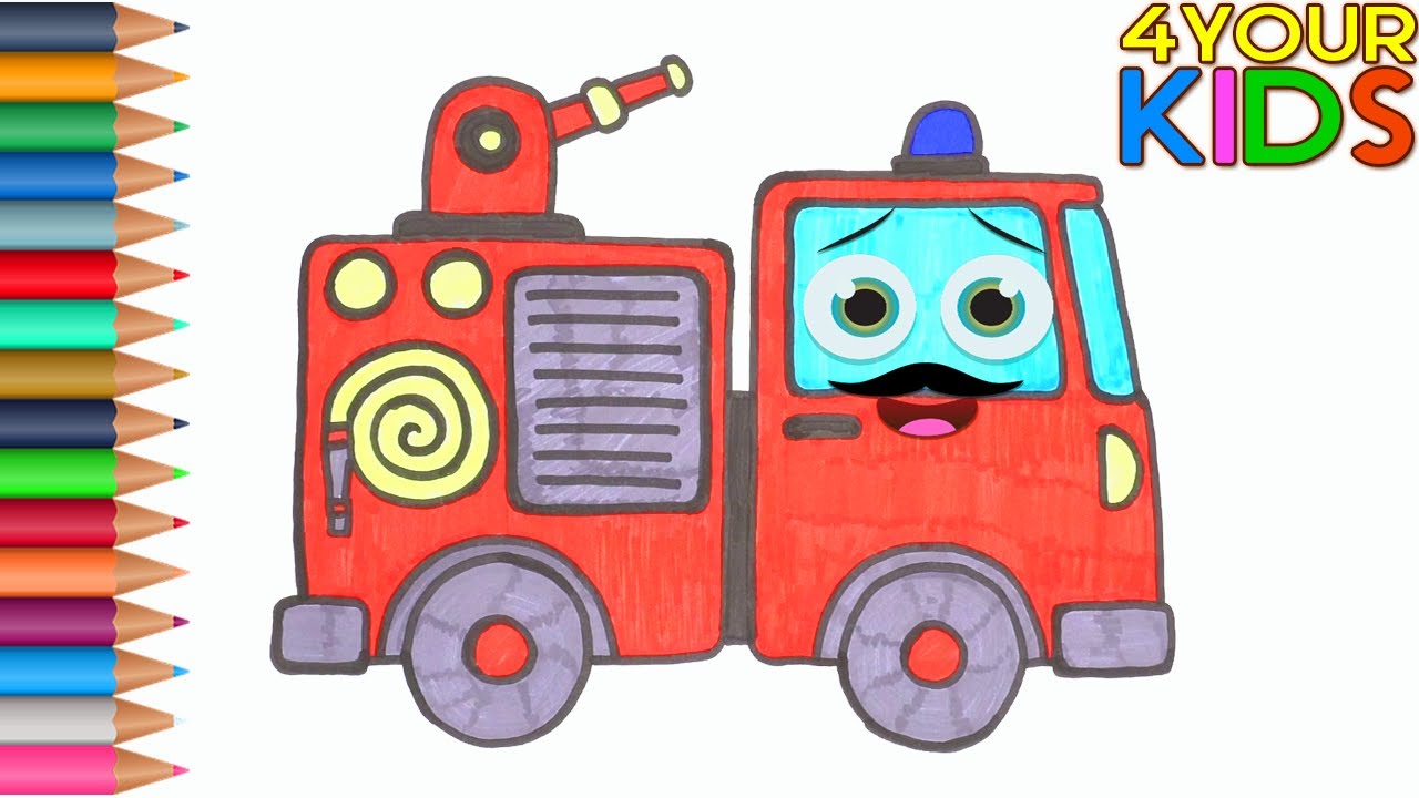 How to draw a Fire Truck - Fun Activities for Kids - YouTube